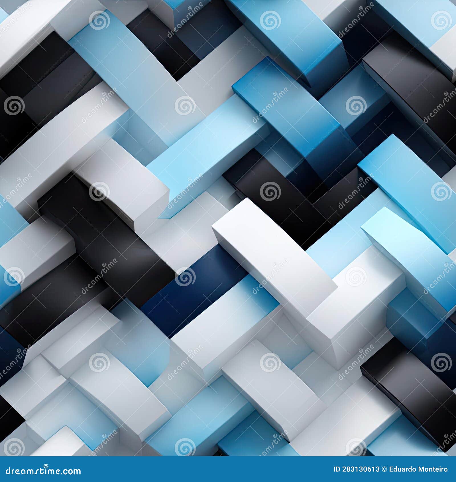 Three-color Abstract Background with Blue, Black, and White Squares ...