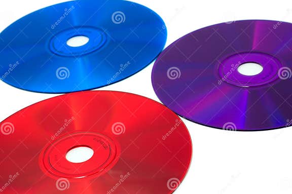 Three Color CD Compact Discs: Red, Blue and Violet Stock Photo - Image ...