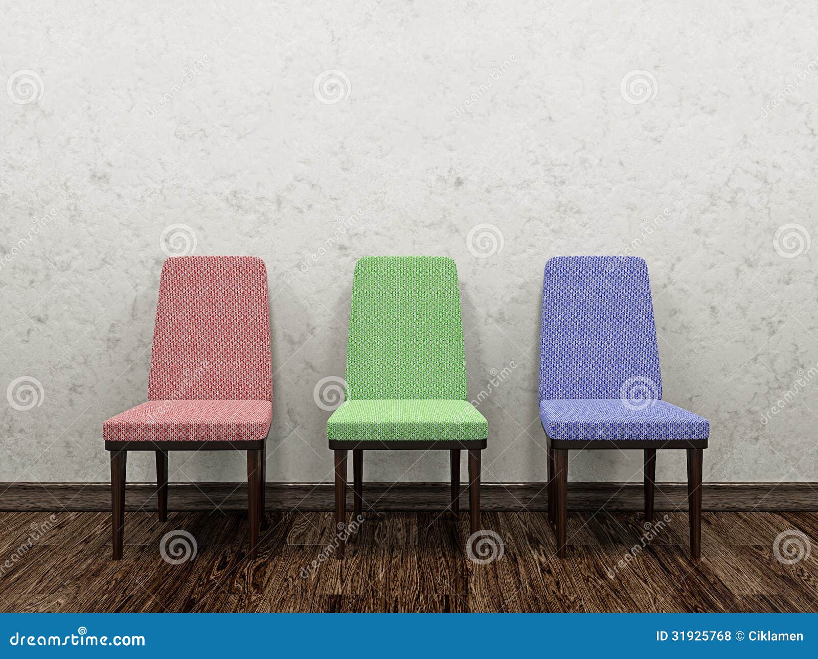 Three color chairs stock illustration. Illustration of interior - 31925768