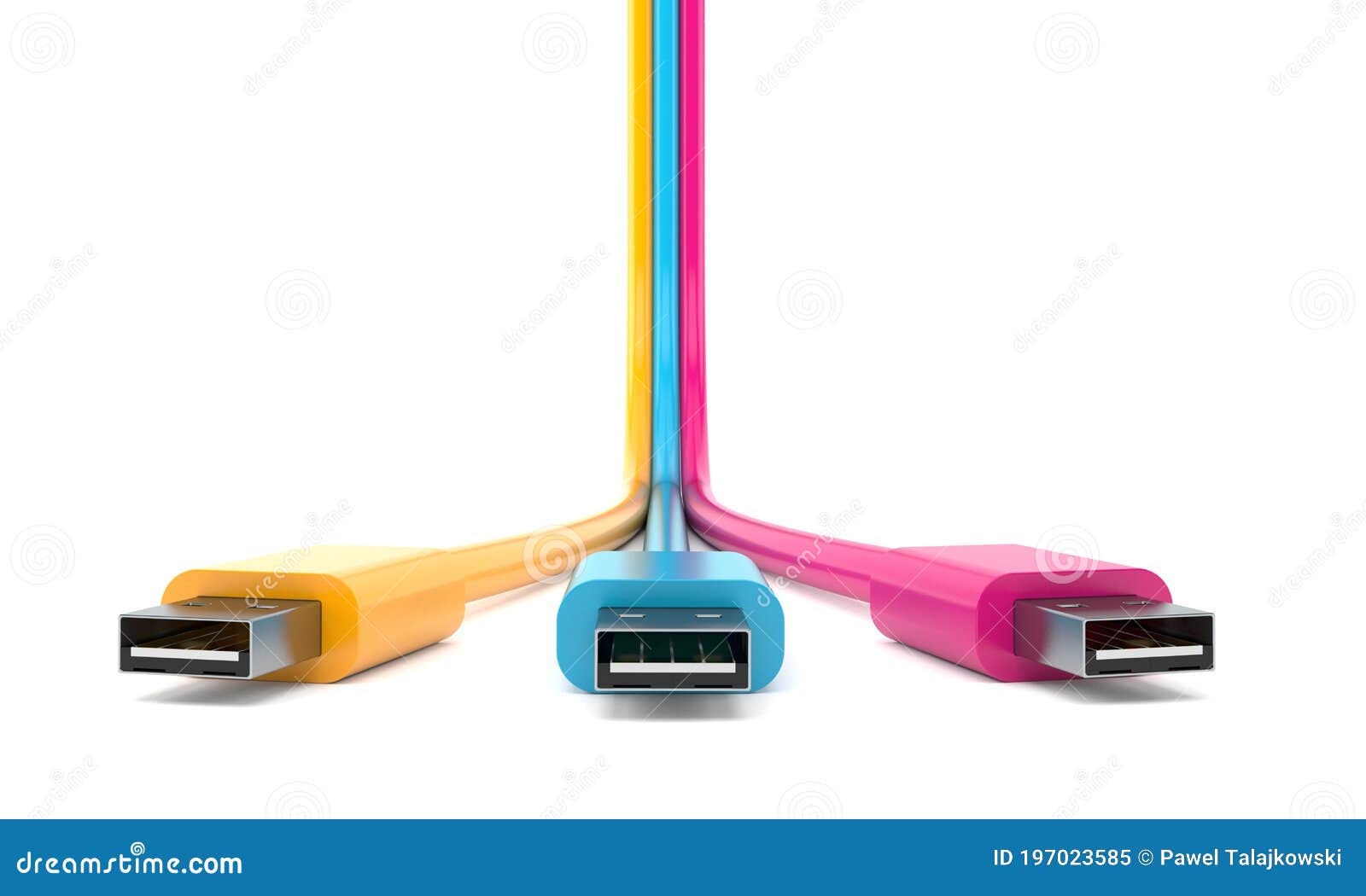 Three colored USB cables stock illustration. Illustration of technology ...