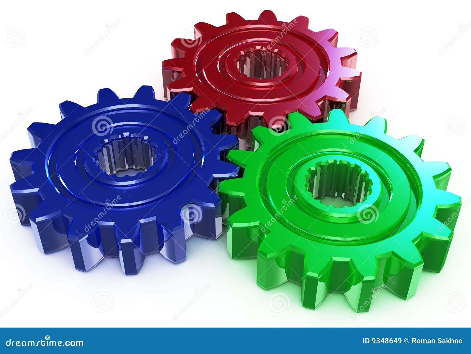 Three color gear stock illustration. Illustration of colors - 9348649