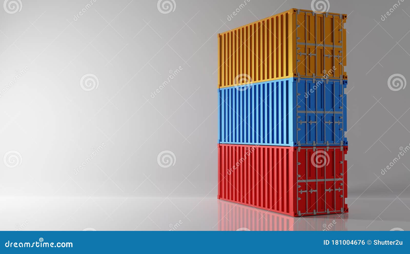 Stack Of Cargo Containers In A Harbor. Colorful Industrial Background ...