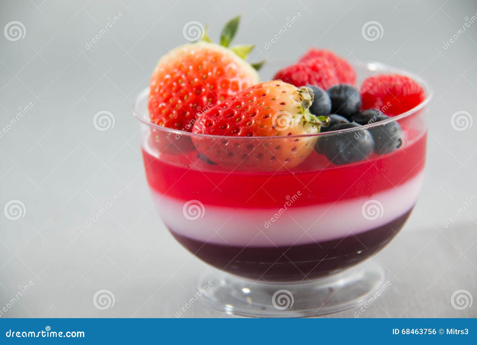 Three Color Jelly with Fresh Fruit Stock Photo - Image of fruit, diet ...