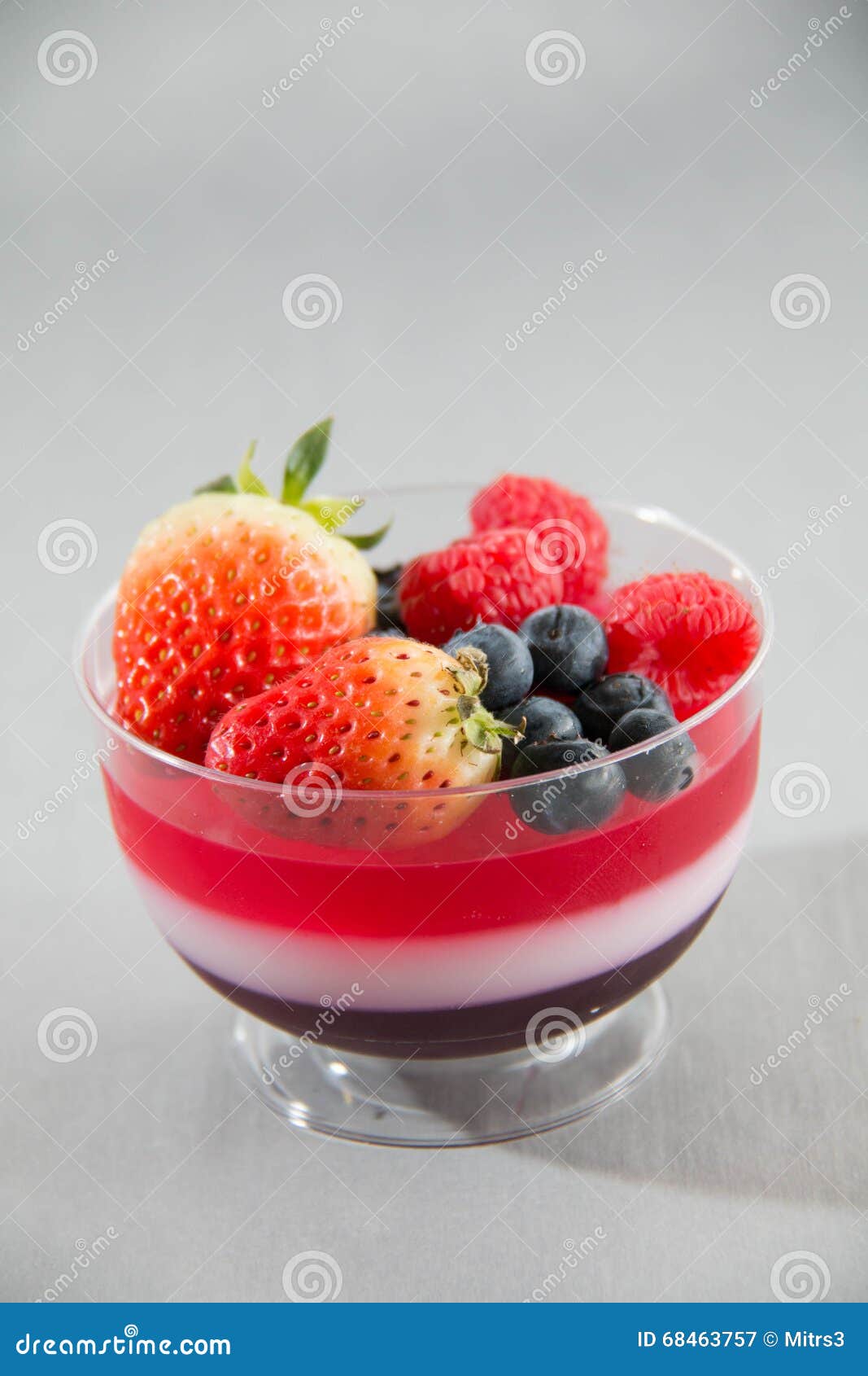 Three Color Jelly with Fresh Stock Image - Image of berries, diet: 68463757