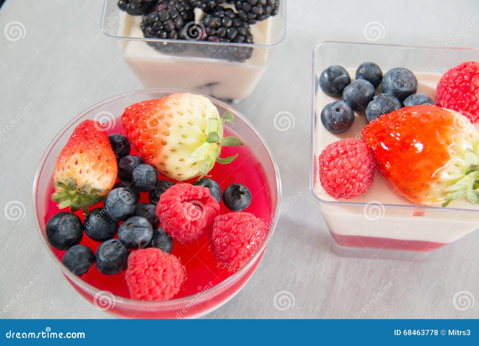 Three Color Jelly with Fresh Fruit Stock Photo - Image of dessert ...