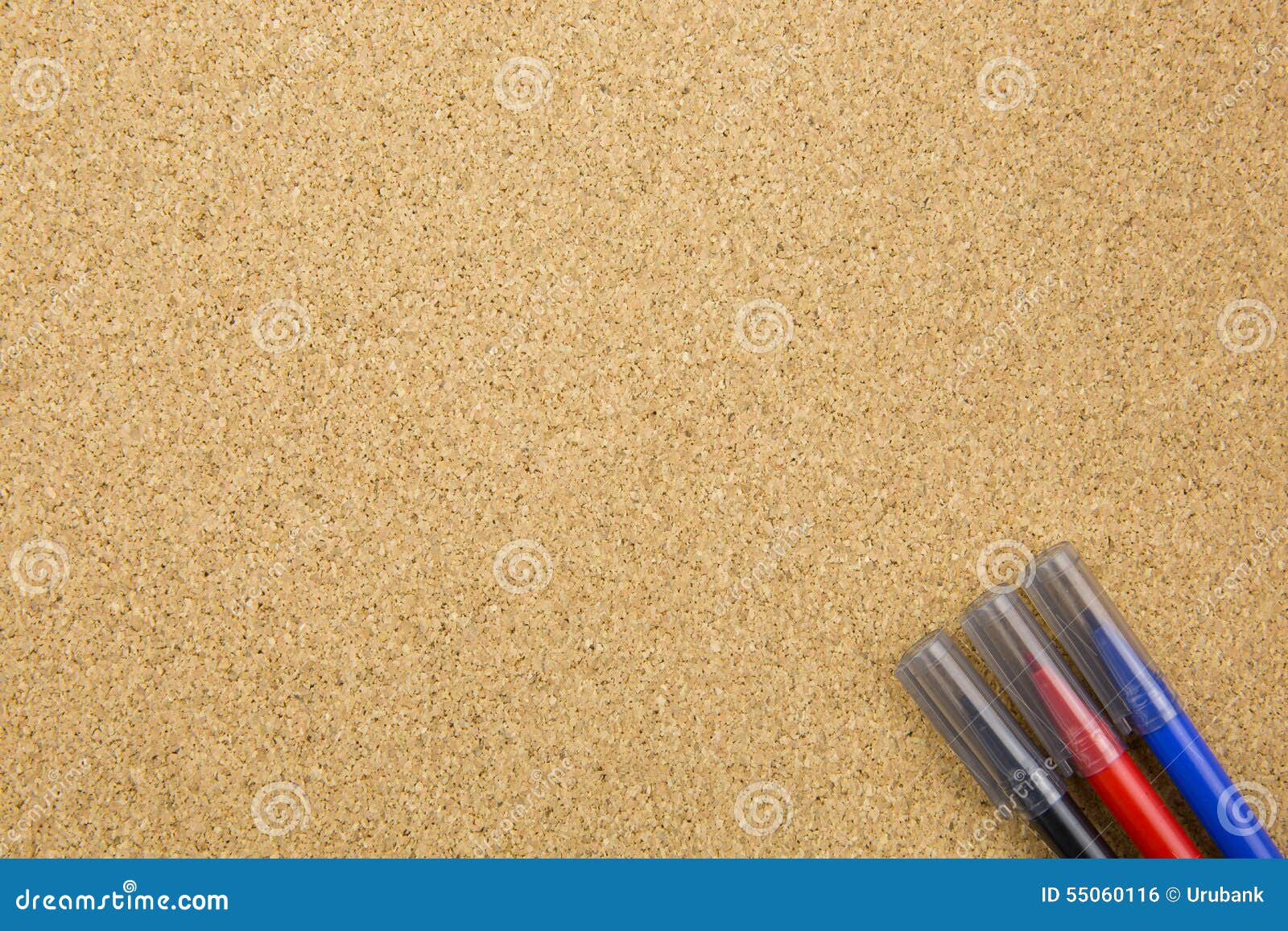 Three Color Marker on Cork Board Stock Photo - Image of cork, desk ...