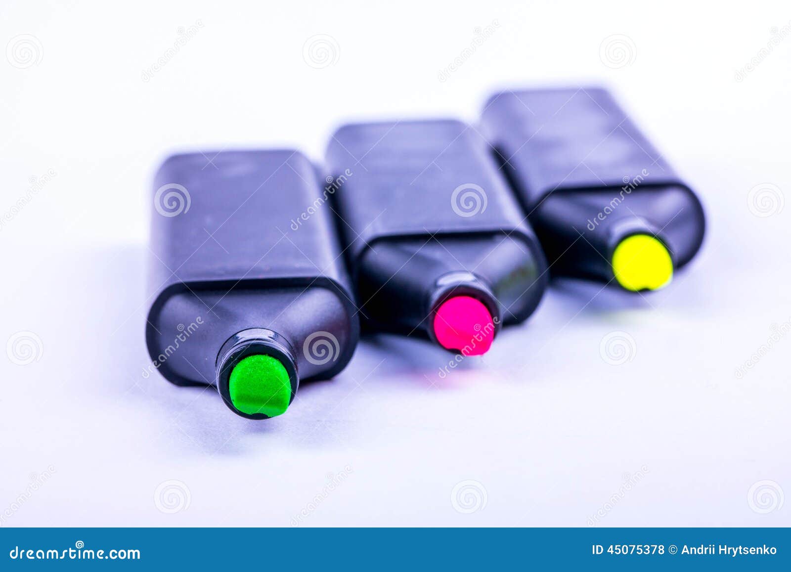 Three color marker stock photo. Image of macro, close - 45075378