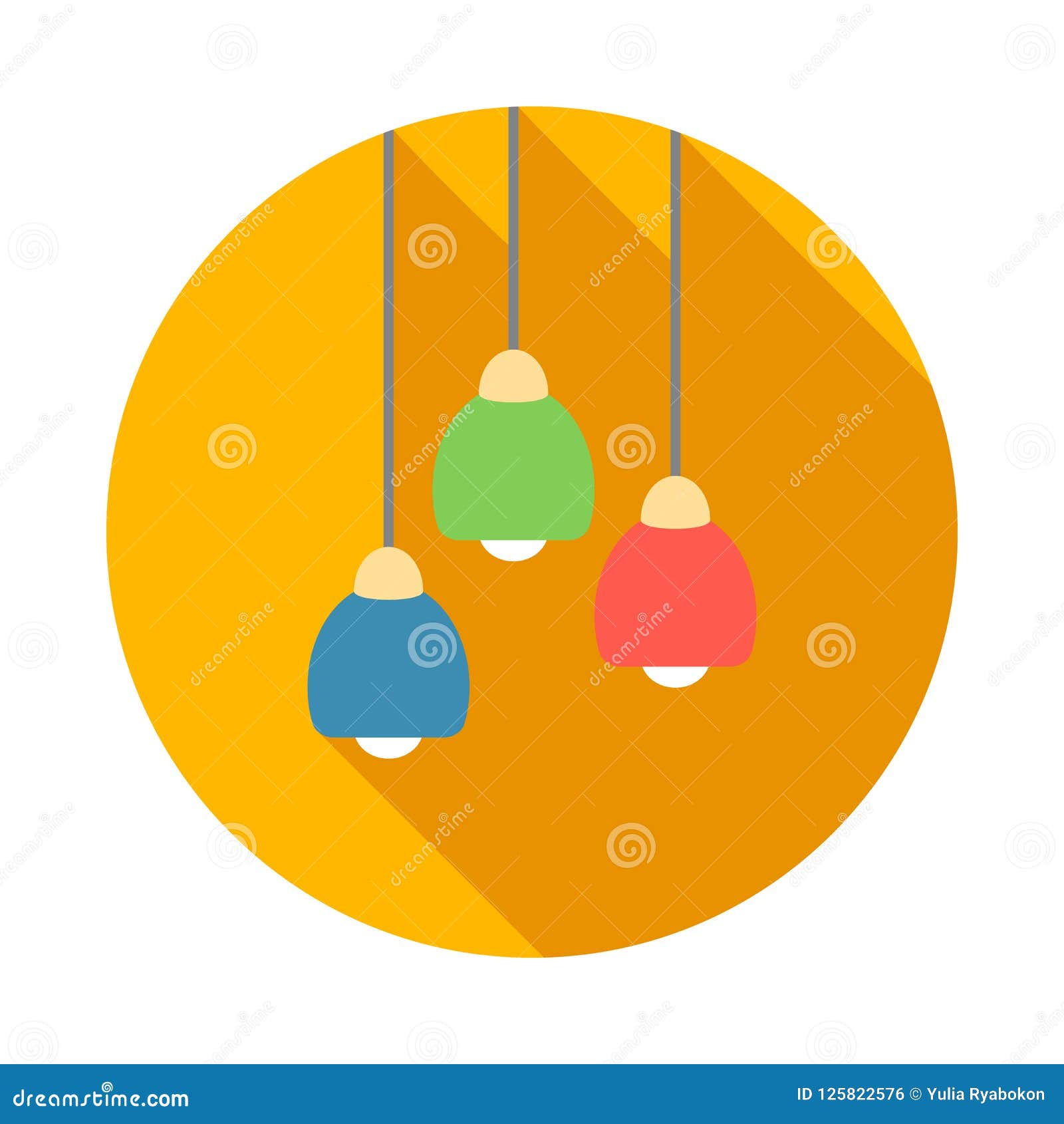 Three Color Modern Ceiling Light Icon, Flat Style Stock Illustration ...