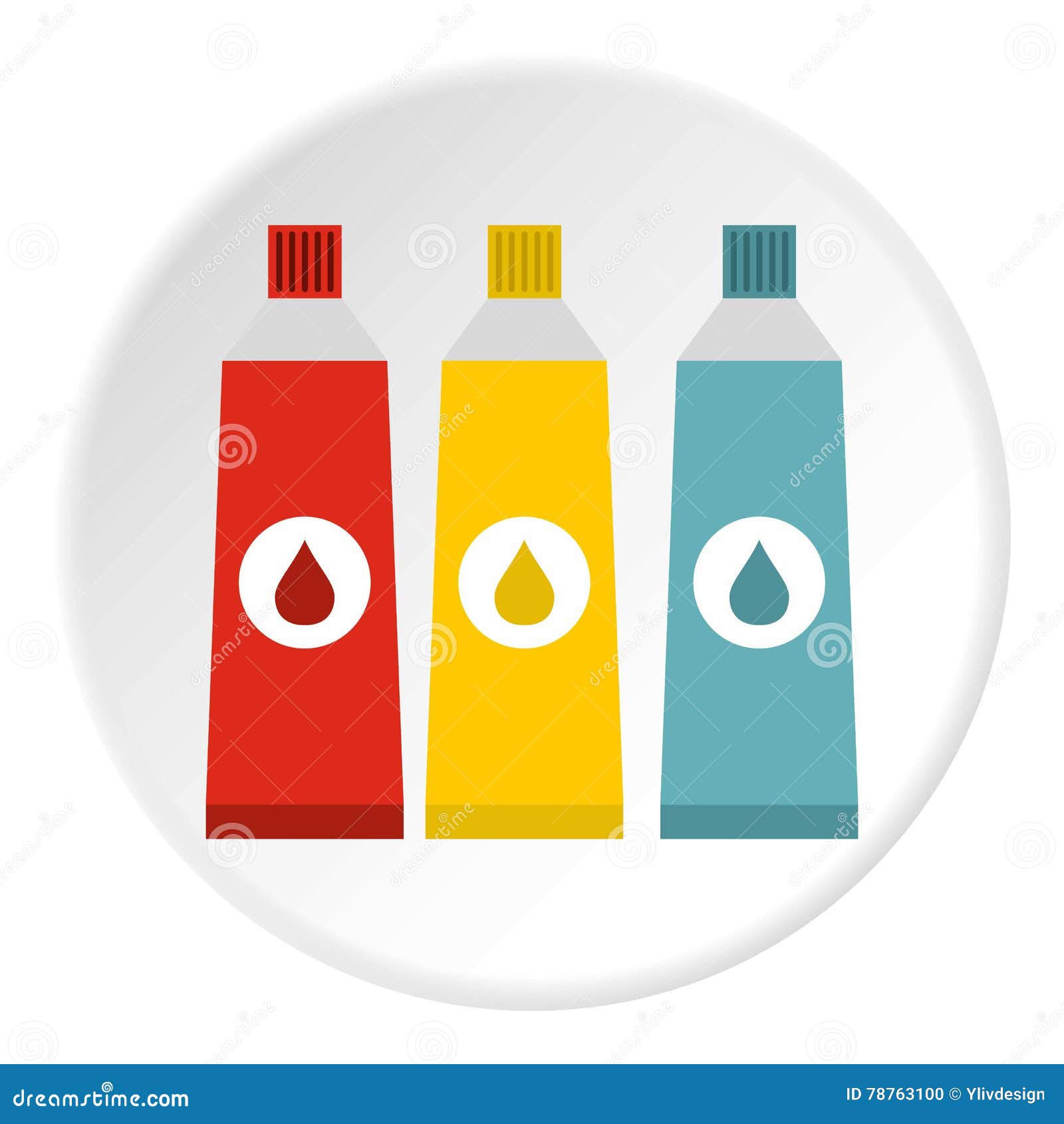 Three Color Paint in Tube Icon, Flat Style Stock Vector - Illustration ...