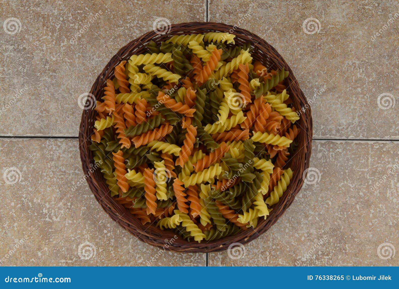Three Color Pasta in a Wicker Bowl Stock Image - Image of white, diet ...