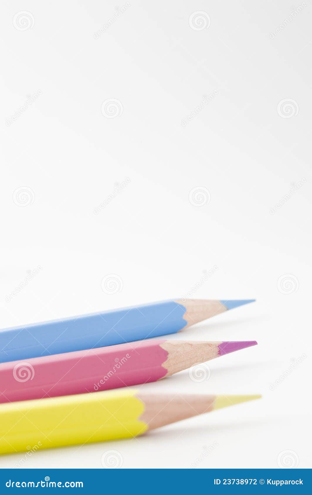 Three color pencils stock photo. Image of instruments - 23738972