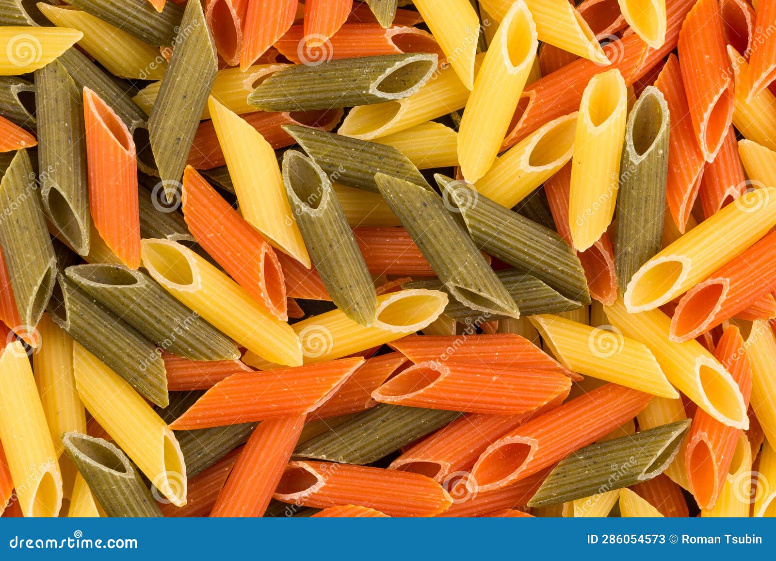 Three color penne pasta stock image. Image of backgrounds - 286054573