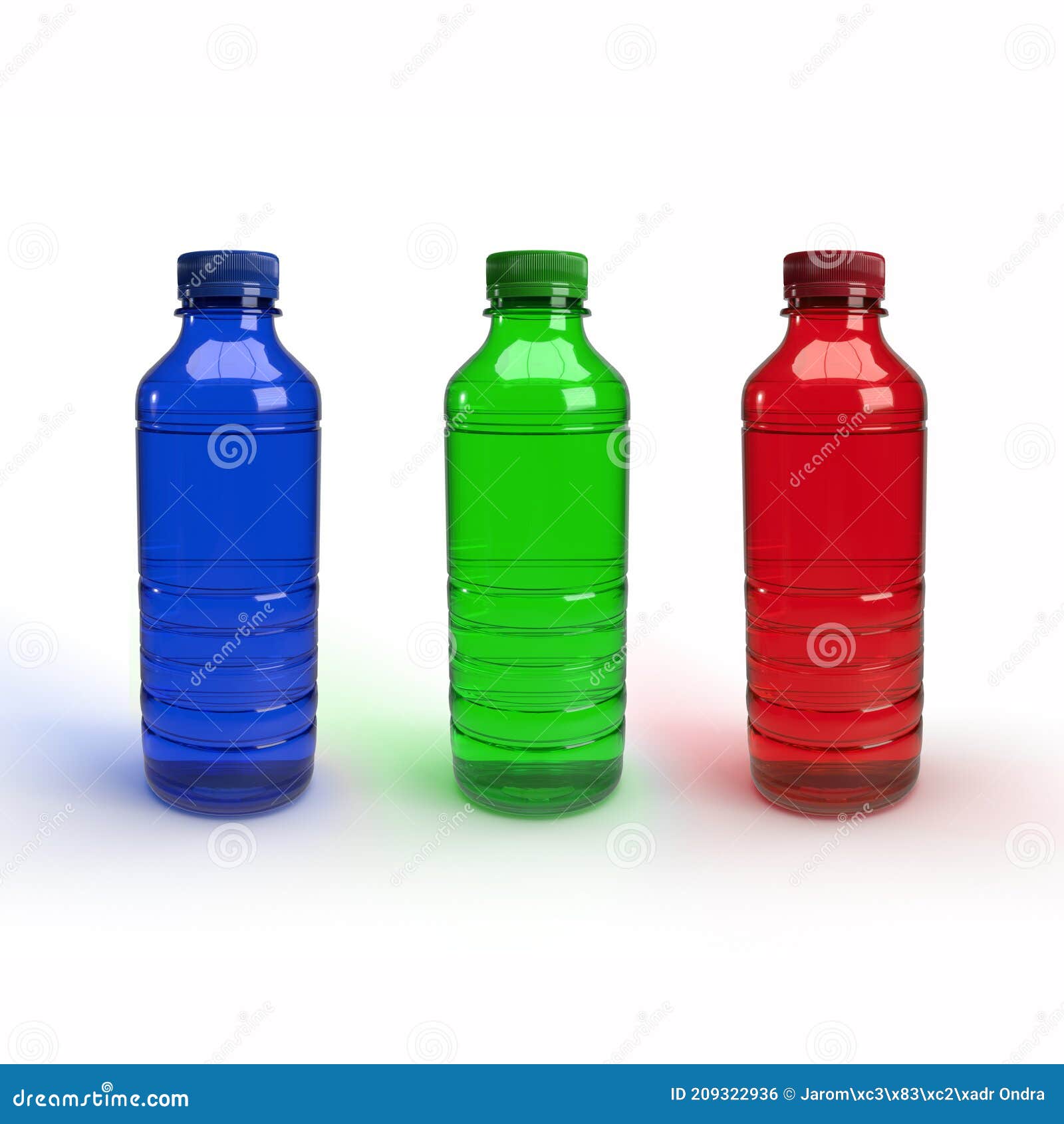 Three color plastic bottle stock photo. Image of isolated - 209322936