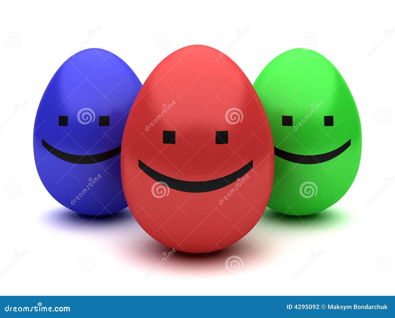 Three Color Smiling Easter Eggs Isolated Stock Illustration ...