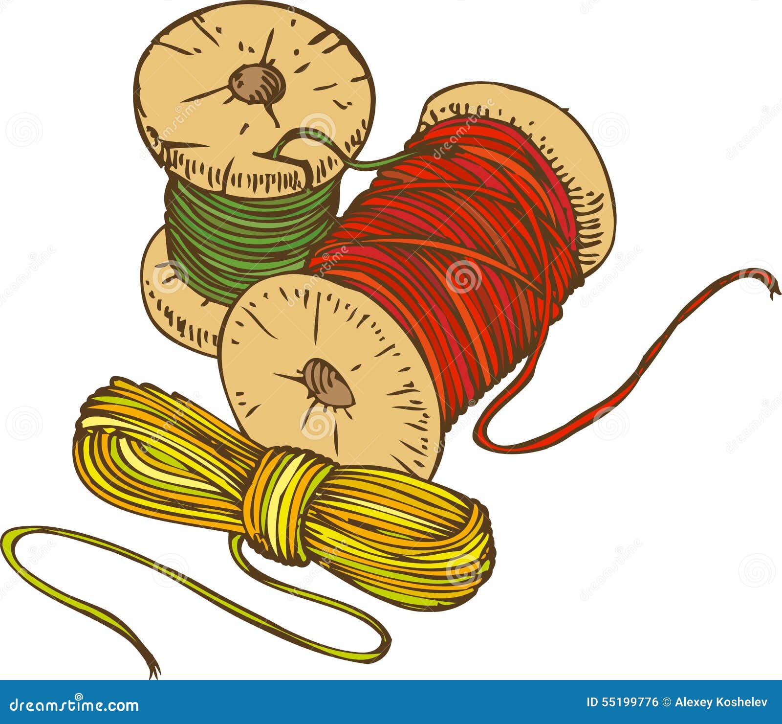 Three Spools Of Thread Cartoon Vector | CartoonDealer.com #4937049