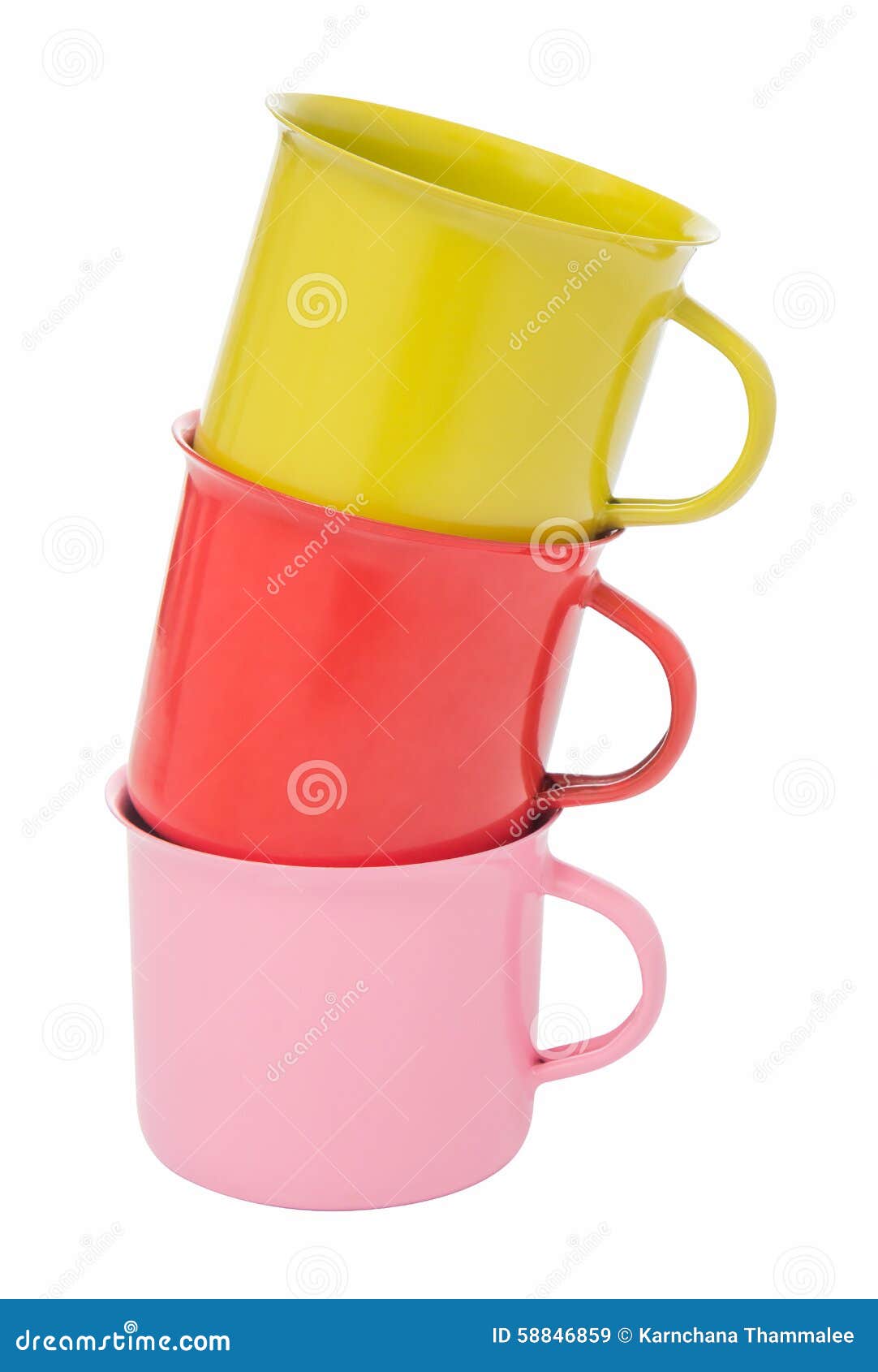 Three Color of Stacked Mugs Isolated Include Path Stock Image - Image ...