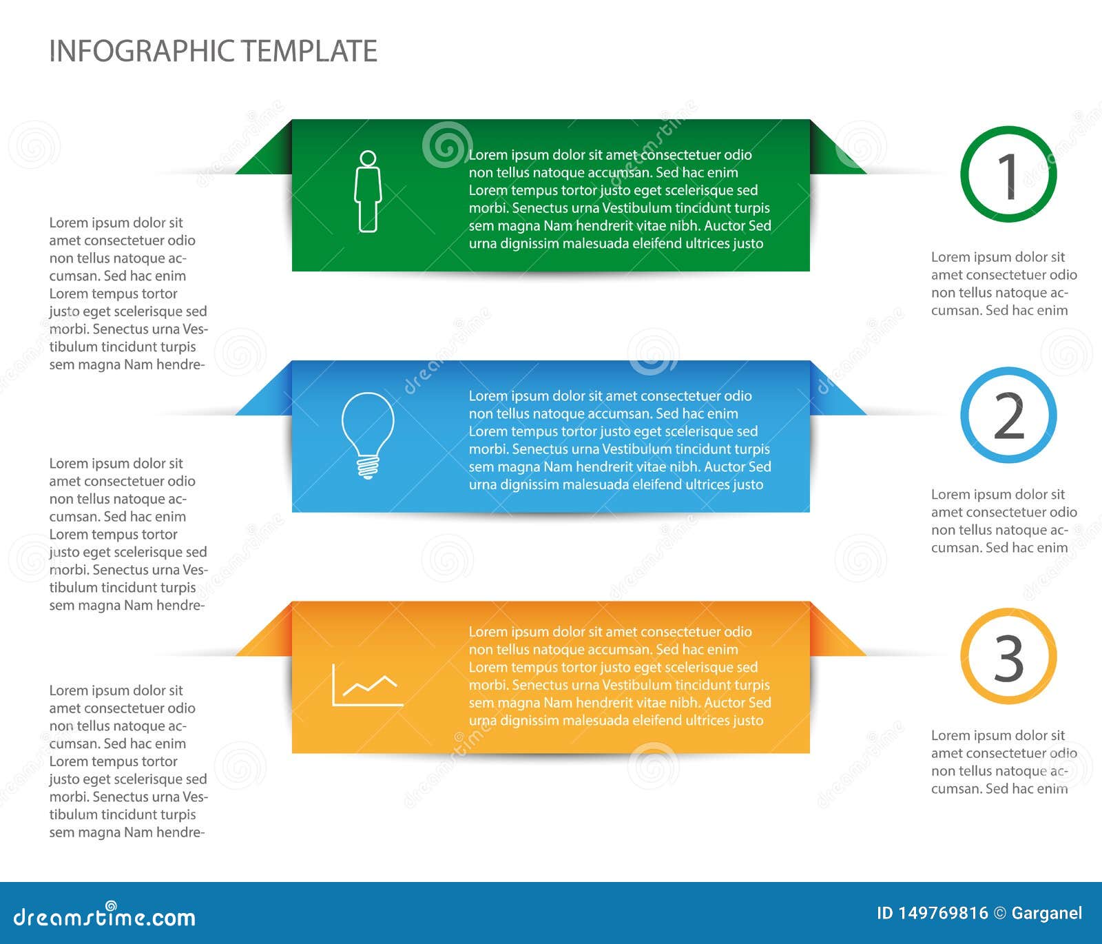 Three Color Steps Info Graphic Template Stock Illustration ...