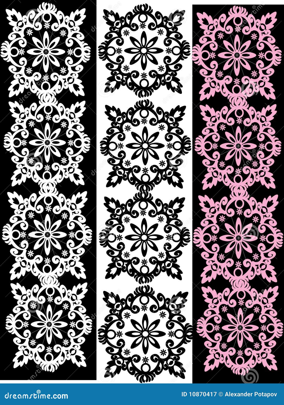 Three Color Vertical Ornamental Strip Stock Illustration - Illustration ...