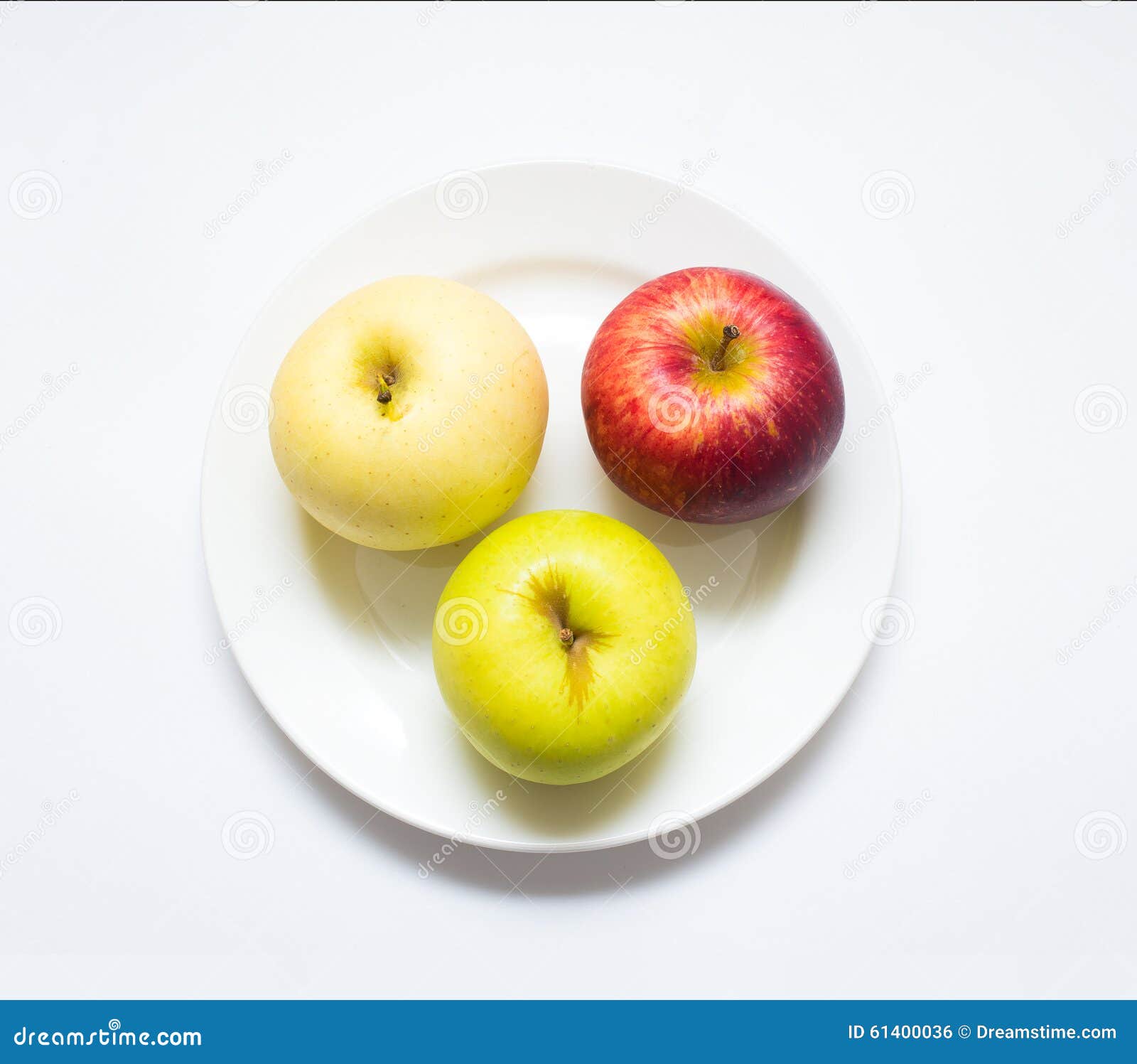 Three colored apples stock photo. Image of leaf, lifestyle - 61400036