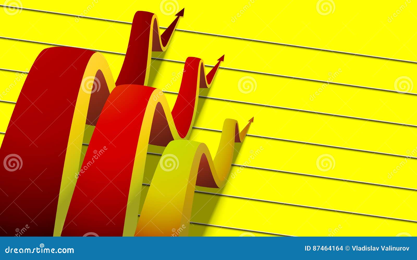 Three Colored Arrows Going Up on Yellow Background Stock Vector ...
