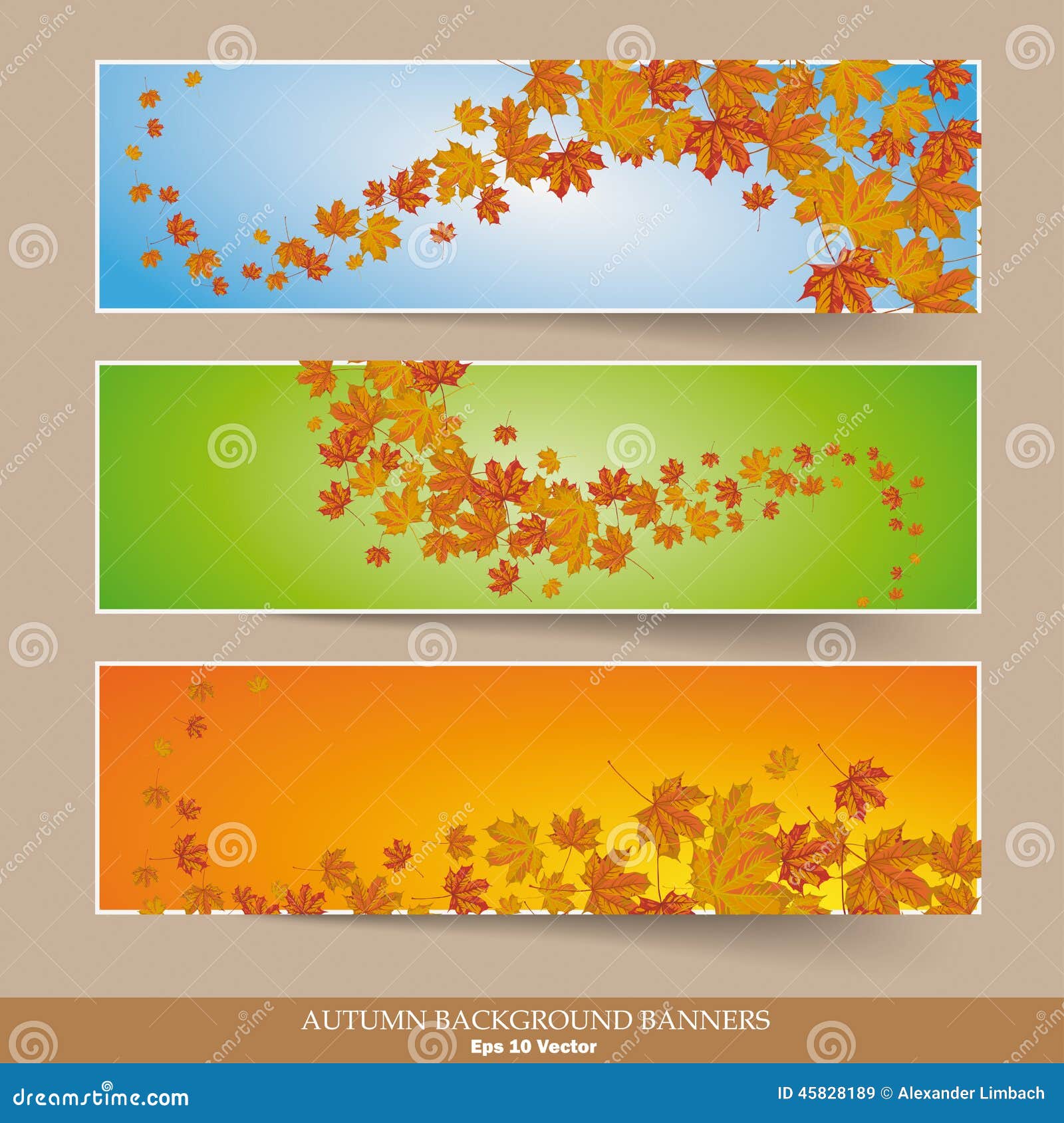 Three Colored Autumn Banners Colored Background Stock Vector ...
