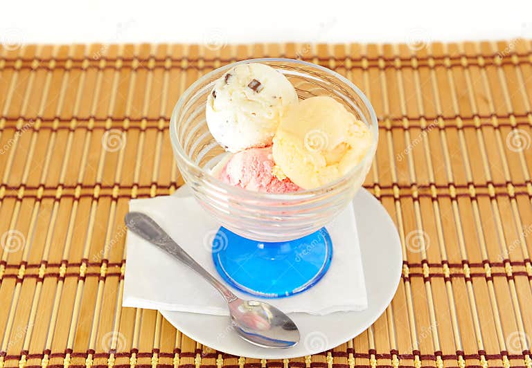 Three Colored Balls of Ice Cream. Stock Photo - Image of freshness ...