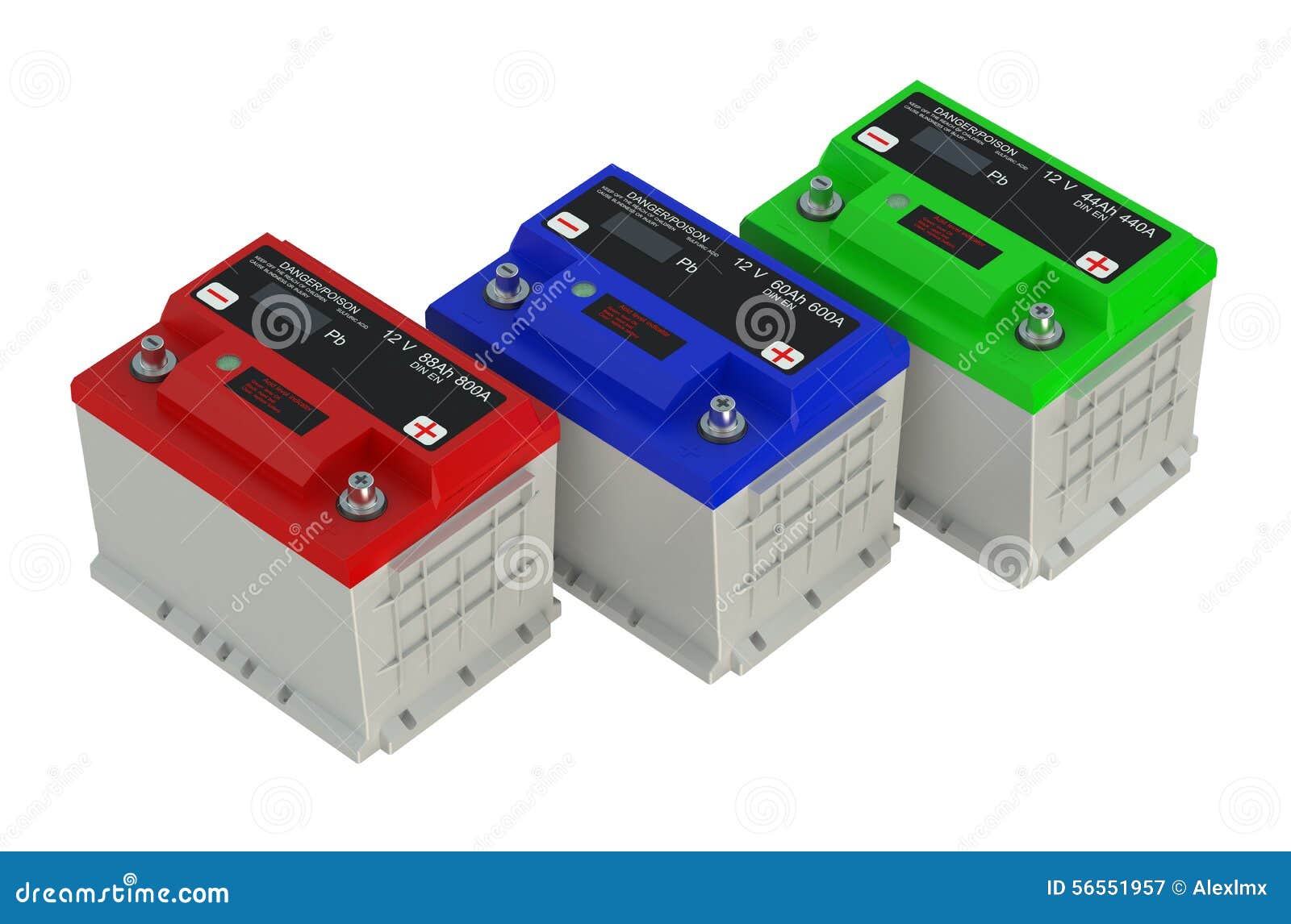 Three Colored Batteries Car Stock Illustration - Illustration of ...
