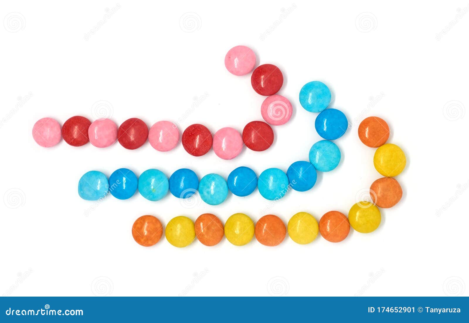 Three Colored Candies Isolated on White Background Stock Image - Image ...