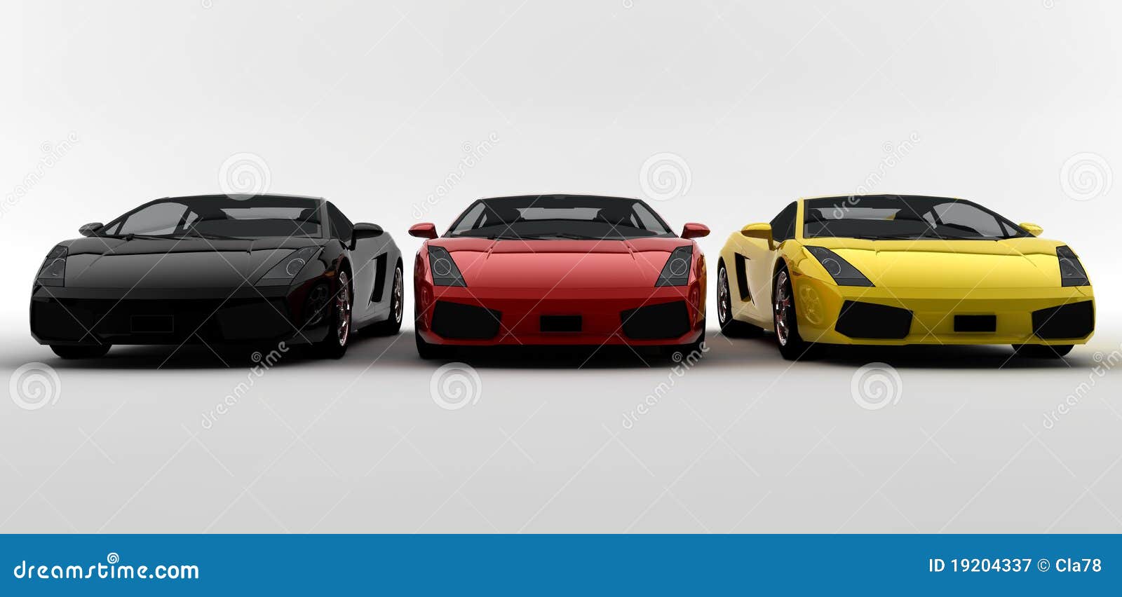 Three colored cars stock illustration. Illustration of shadow - 19204337