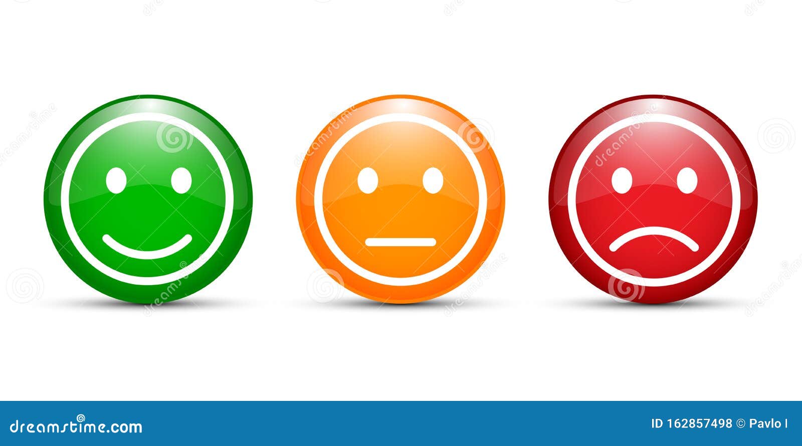 Three Colored Cartoon Emoticons, Set Emotion - Vector Stock Vector ...