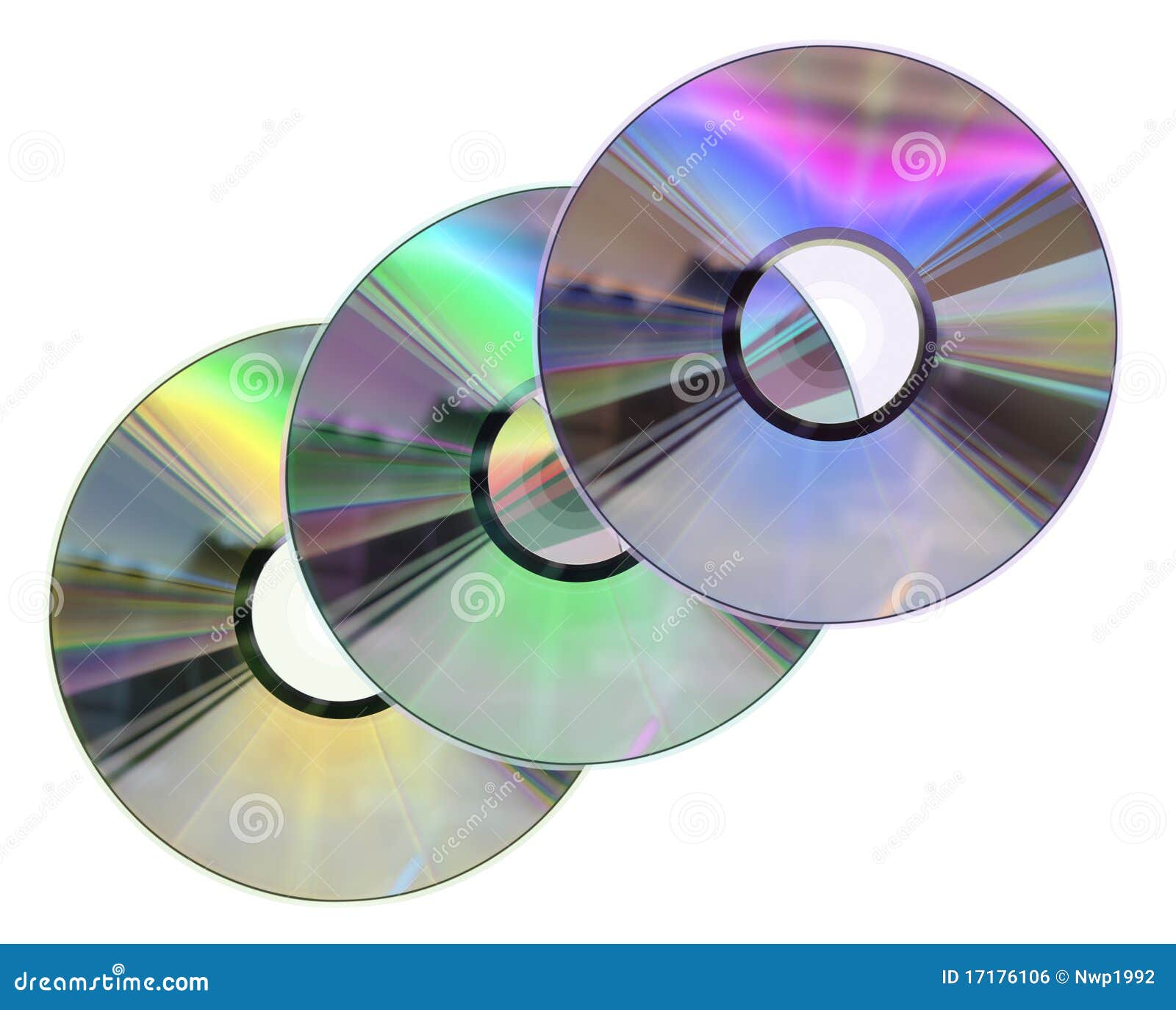 Three Colored CD / DVD Disks Isolated on White Stock Photo - Image of ...