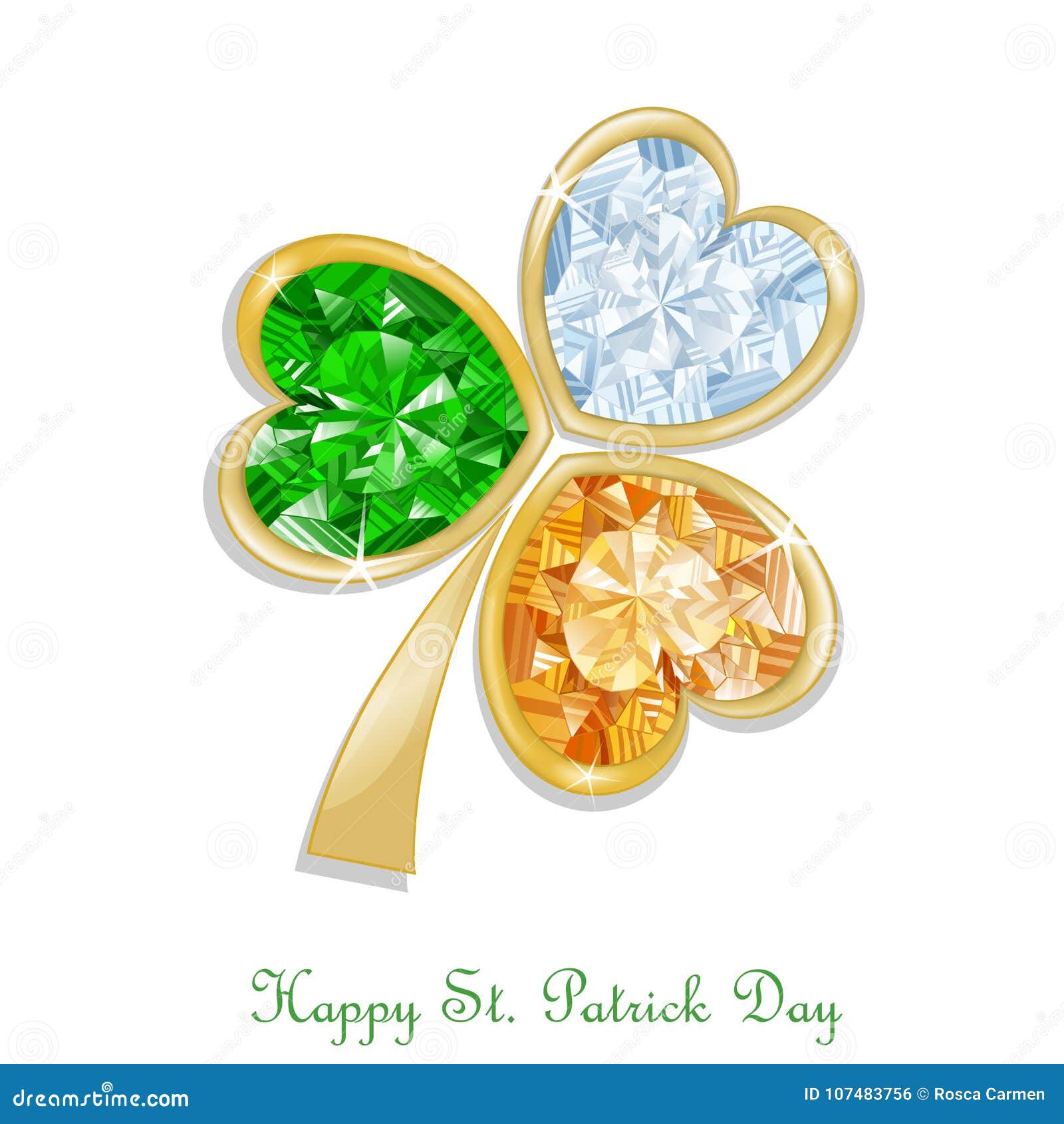 Three Colored Clover Diamond for St. Patrick`s Day Stock Vector ...