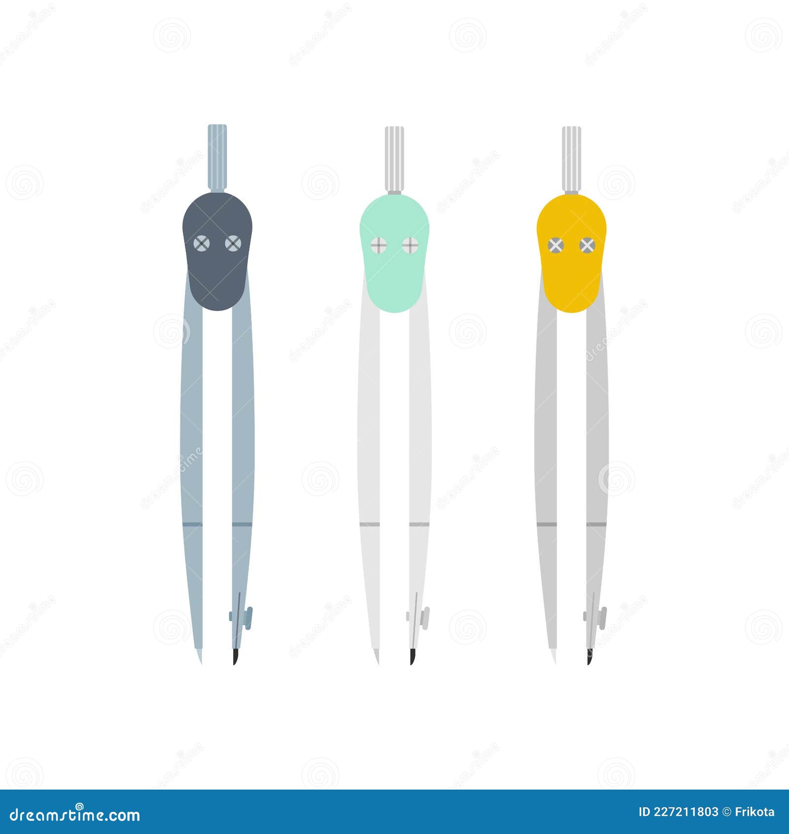 Three Colored Compasses. Technical Drawing Supply. Back To School ...