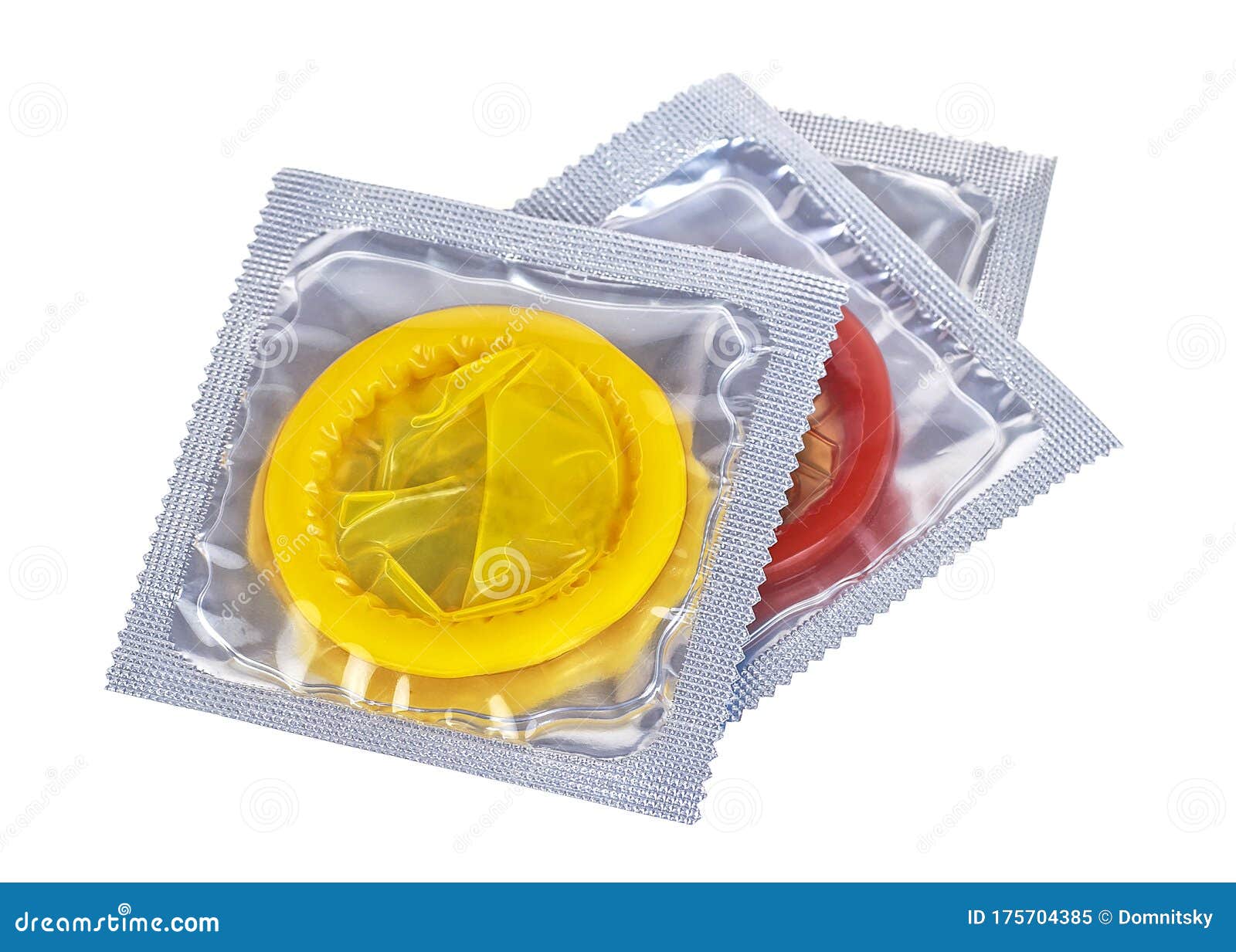 Three Colored Condoms Isolated On White Background Stock Image - Image ...