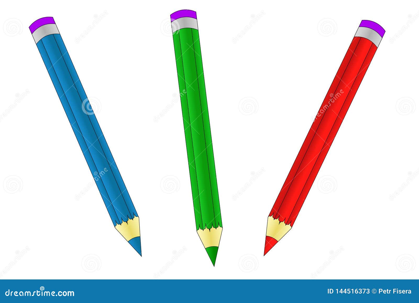Three Colored Crayons - Red, Blue, Green Stock Vector - Illustration of ...