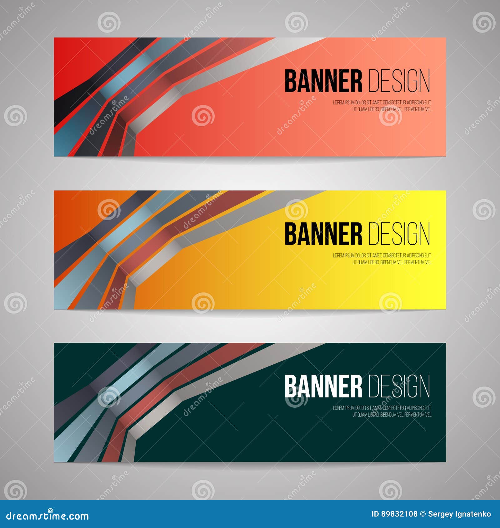 Three Colored Design Banners with Stripes. Vector Stock Vector ...