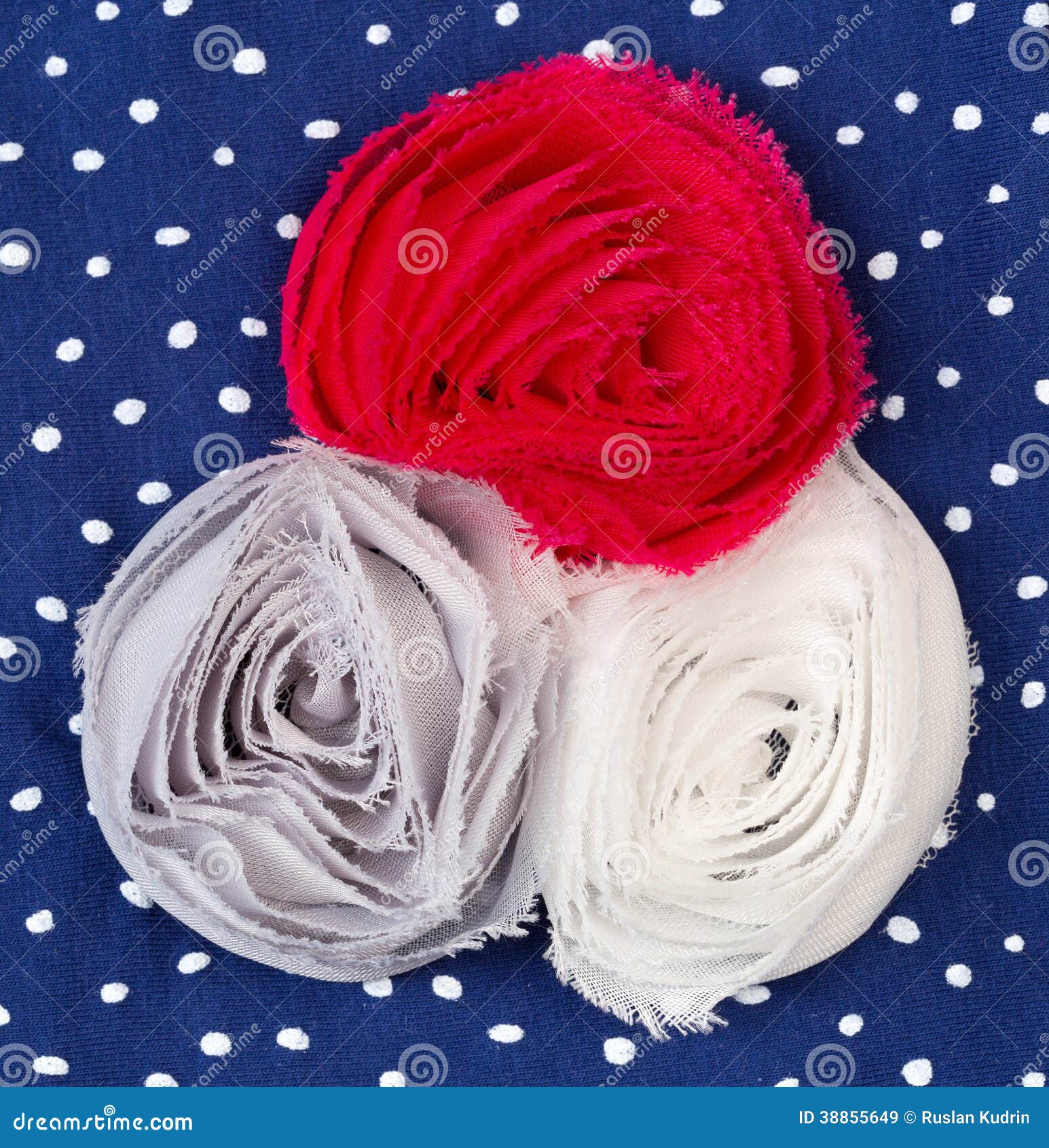 Three Colored Fabric Flower Stock Image - Image of classic, pink: 38855649