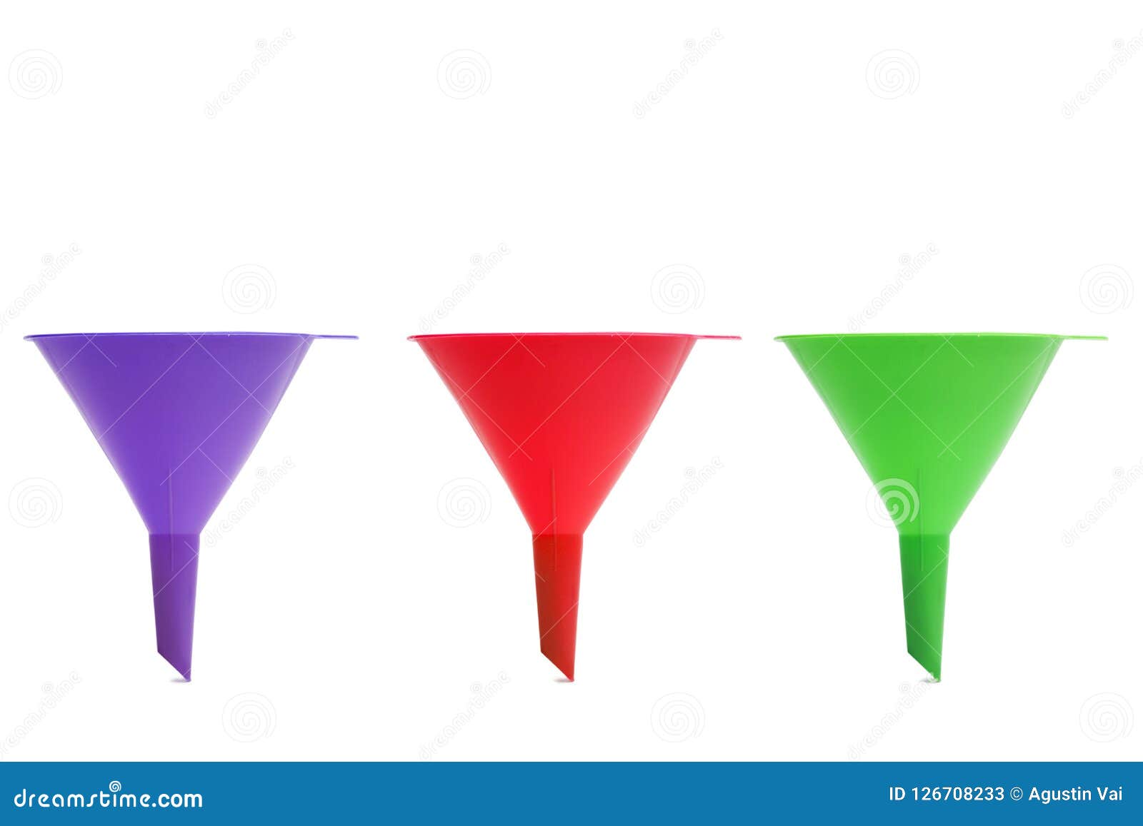 Three colored funnels stock image. Image of device, kitchen - 126708233