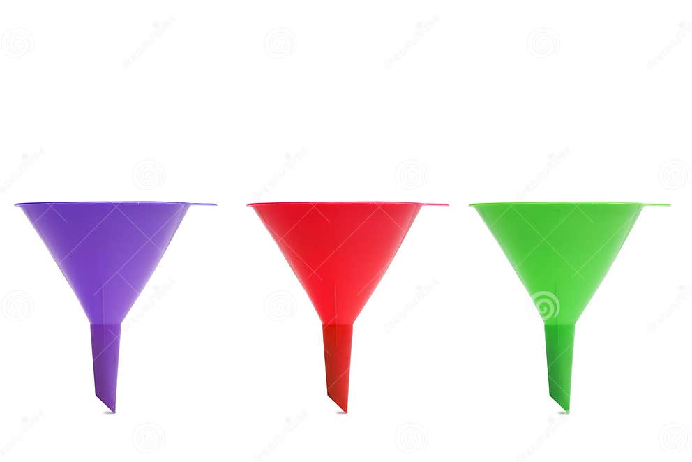 Three colored funnels stock image. Image of device, kitchen - 126708233