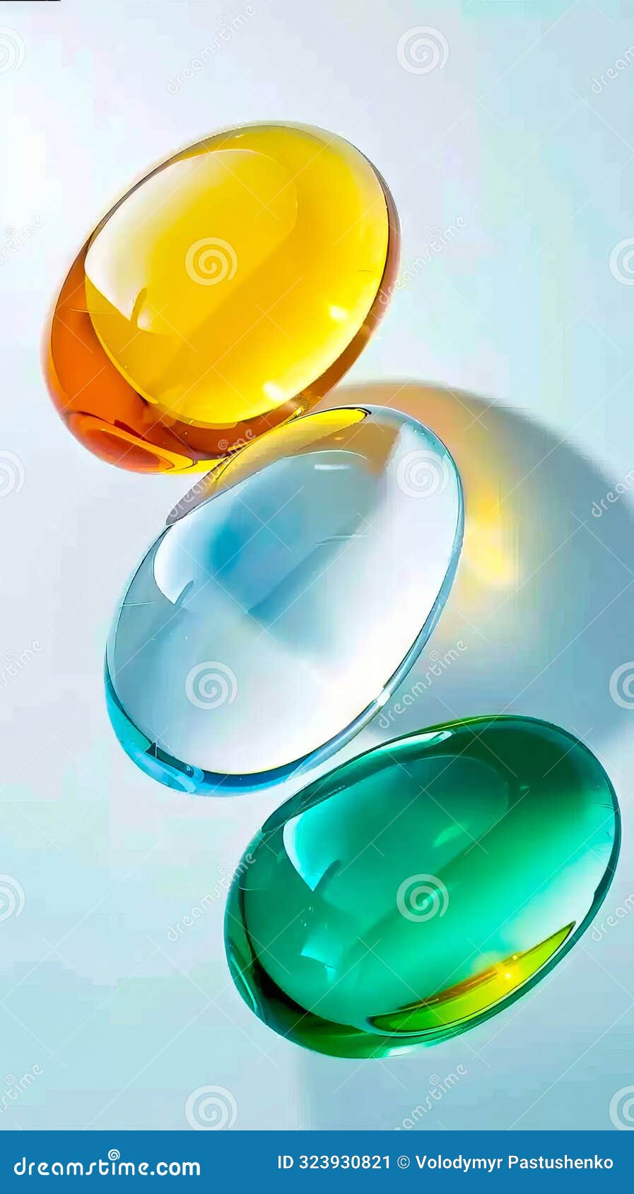 Three Colored Glass Balls on a White Surface Stock Image - Image of ...
