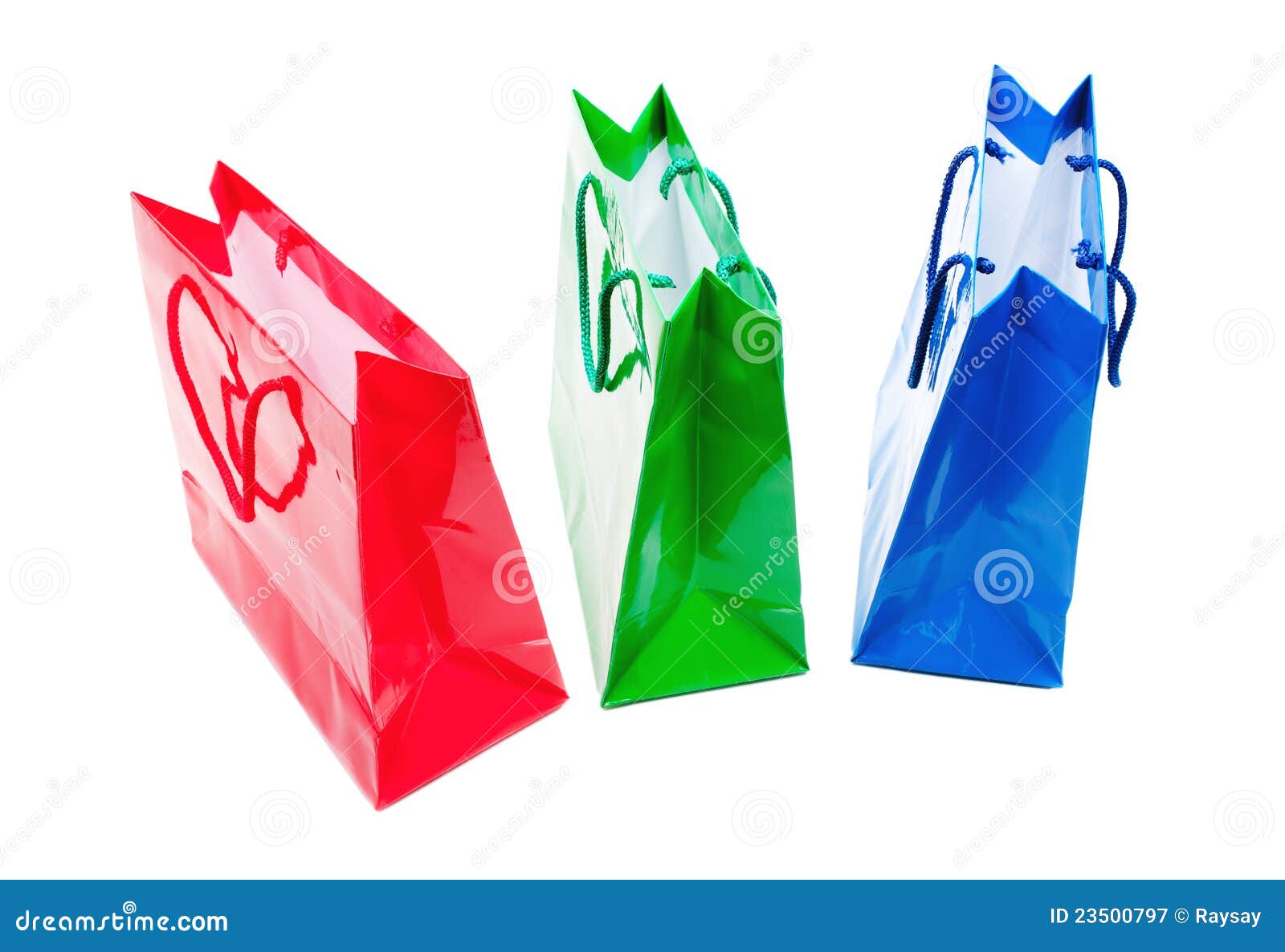 Three Colored Glossy Gift Bags Standing Together Stock Image - Image of ...