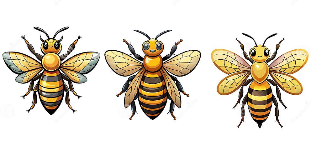 Three Colored honey bee stock vector. Illustration of colours - 340244604