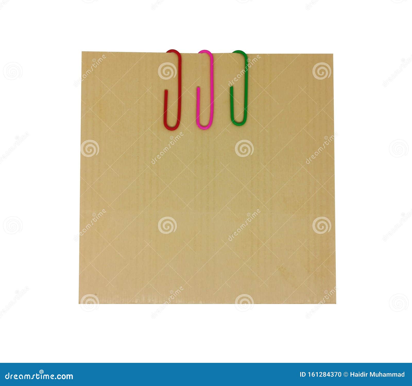 Three Colored Paper Clips with Blank Notepaper. Sheet for Your Message ...