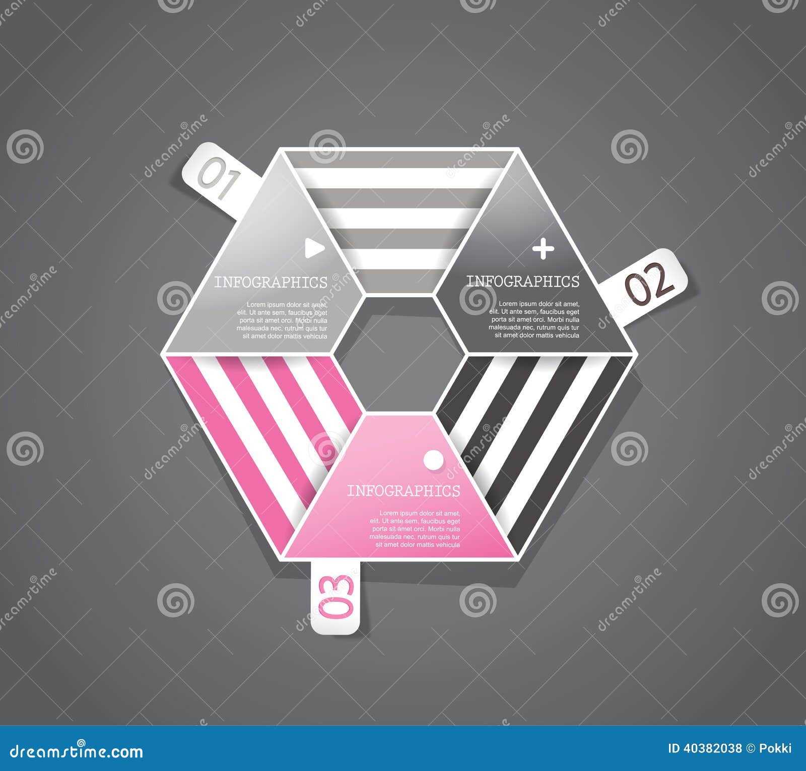 Three colored papers stock vector. Illustration of infographic - 40382038