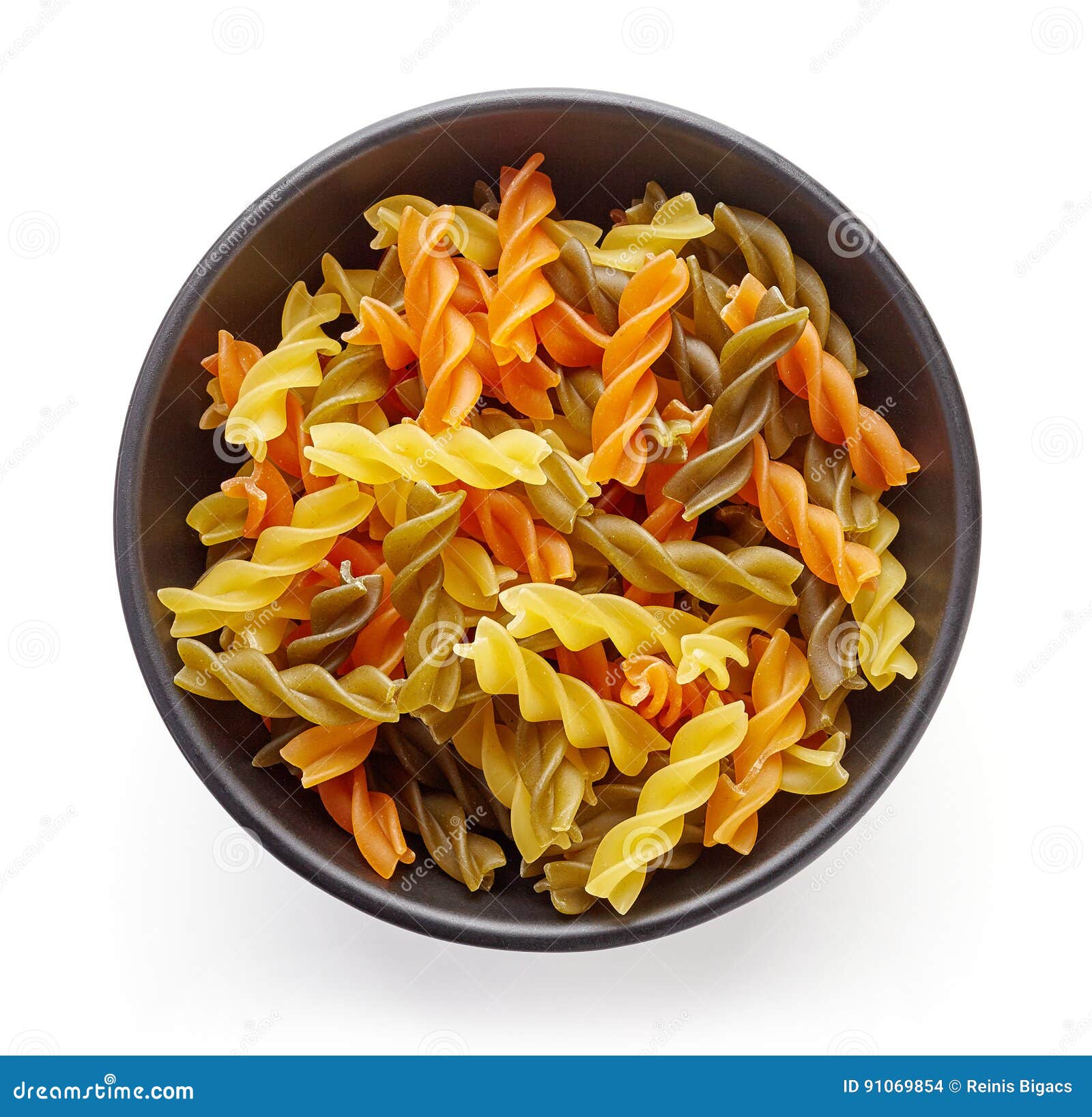 Three-colored Pasta on White, from Above Stock Photo - Image of ...