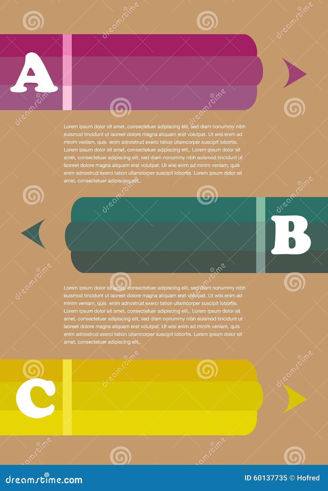 Three Colored Pencil Page Layout Design Stock Vector - Illustration of ...