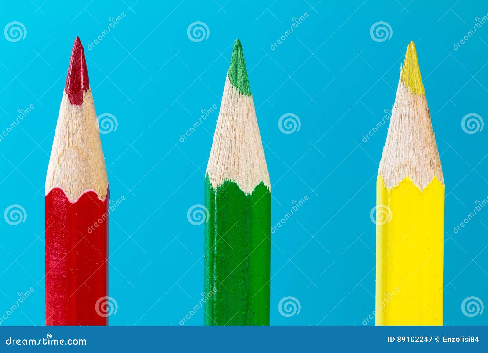 Three colored pencils stock image. Image of crayon, colorful - 89102247