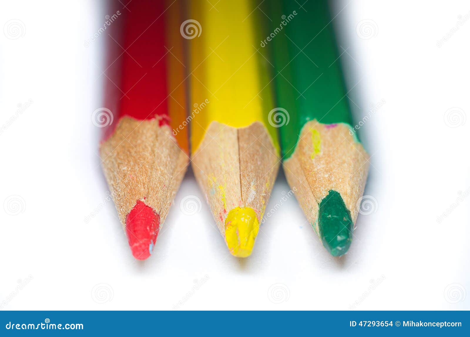 Three colored pencils stock photo. Image of green, three - 47293654