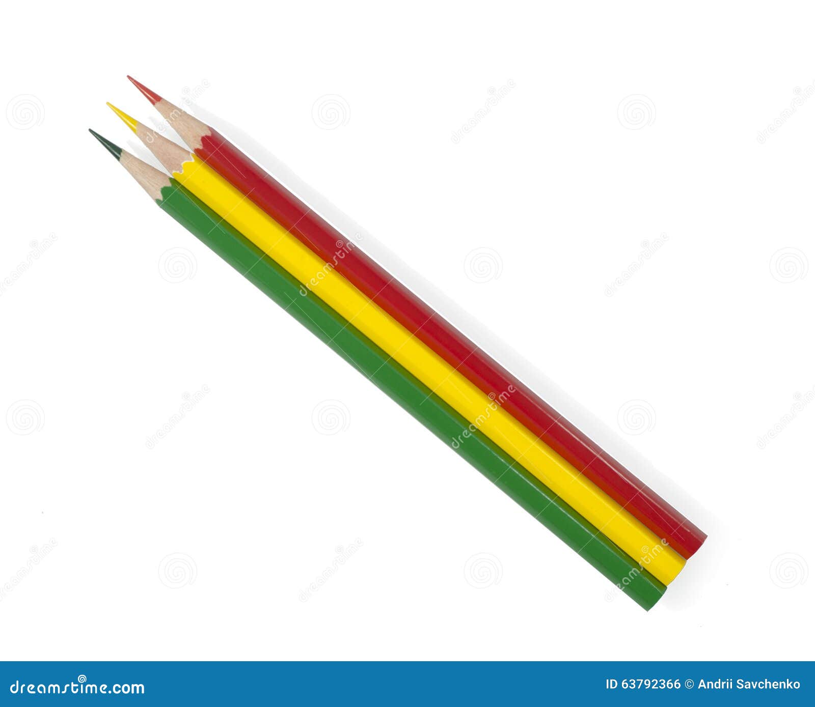 Three colored pencils stock photo. Image of instrument - 63792366