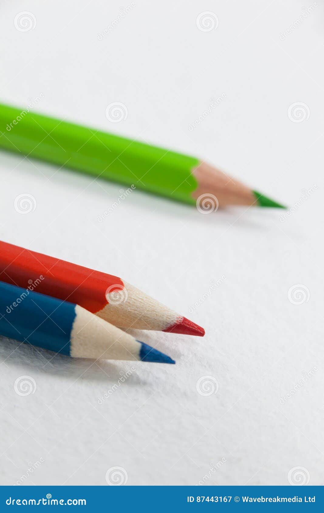 Three Colored Pencils on White Background Stock Image - Image of ...